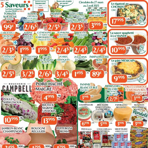 Marché Le 5 Saveurs - Page : 1 - Offres Savoureuses du 27 mars au 2 ...