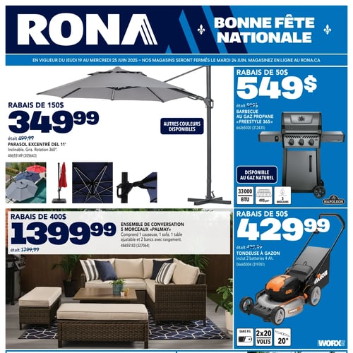Rona - Page : 1 - Économies d'été: Offres Rona du 19 au 25 juin 2025